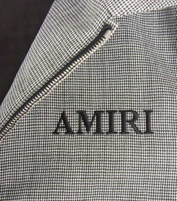 Amiri Houndstooth Zip-up Jacket With Embroidered Logo