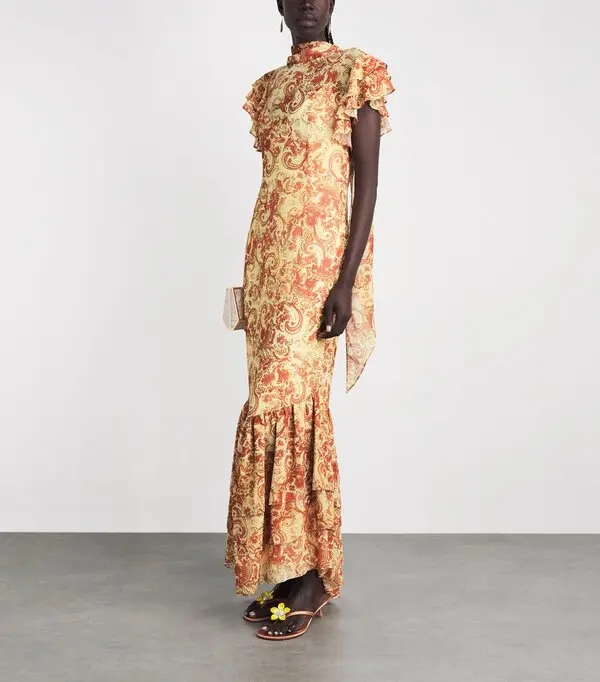 DE LA VALI Chiffon Floral Avalon Maxi Dress