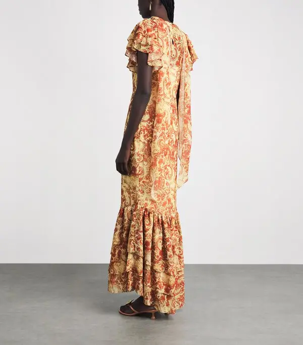 DE LA VALI Chiffon Floral Avalon Maxi Dress