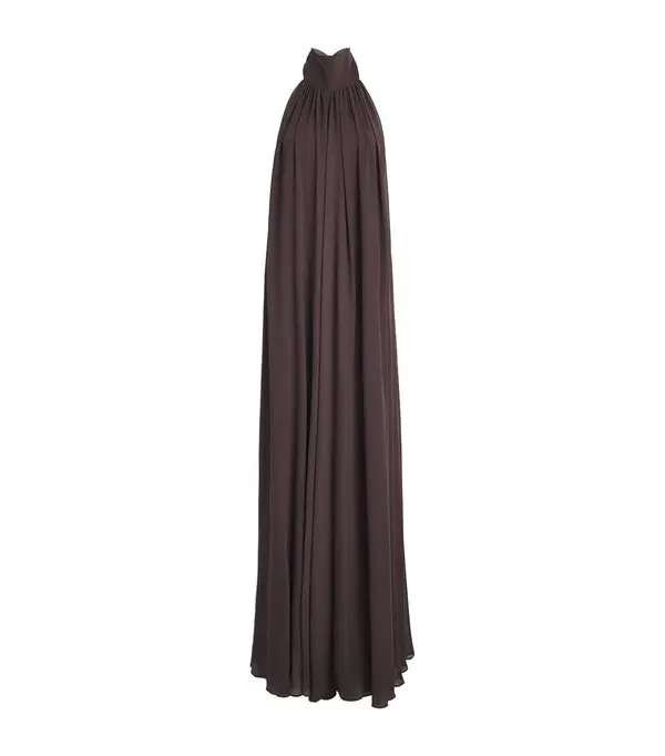 DE LA VALI Chiffon Halterneck Adela Maxi Dress