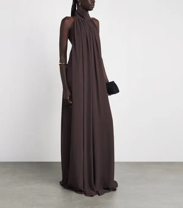 DE LA VALI Chiffon Halterneck Adela Maxi Dress