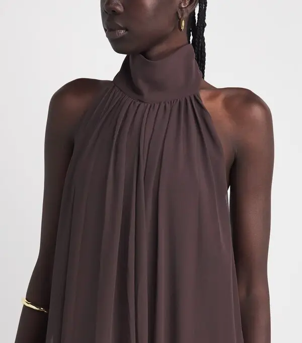 DE LA VALI Chiffon Halterneck Adela Maxi Dress