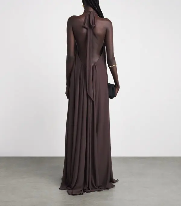 DE LA VALI Chiffon Halterneck Adela Maxi Dress