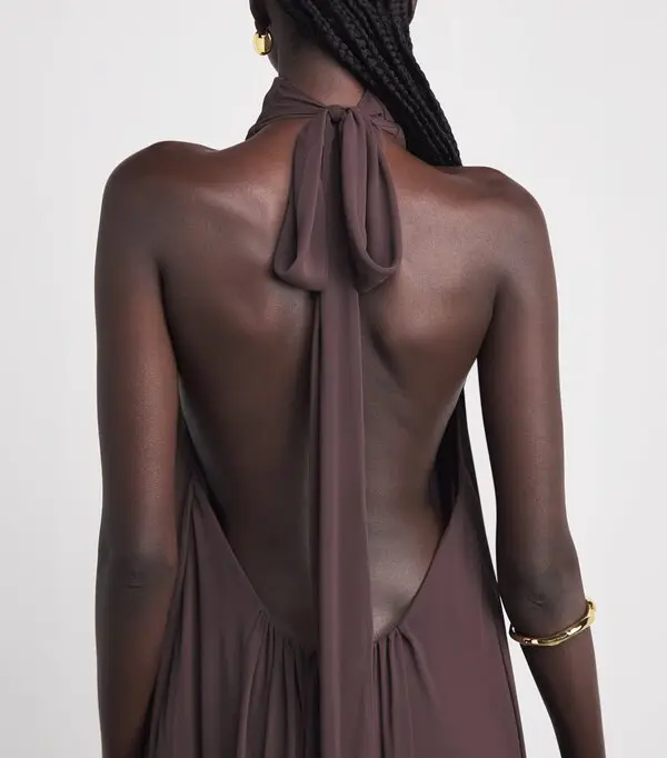 DE LA VALI Chiffon Halterneck Adela Maxi Dress