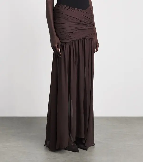 DE LA VALI Amaya Maxi Skirt - Brown