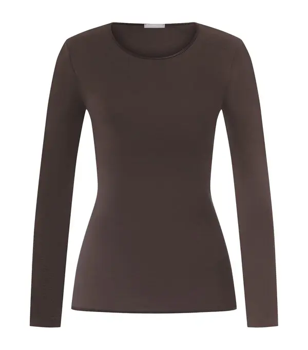 Hanro Cotton Long-sleeve Top - Brown