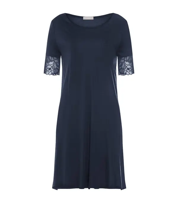 Hanro Modal Lace-trim Nightdress - Navy