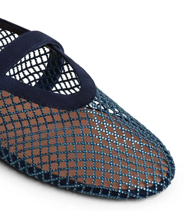 Alaïa Beaded Mesh Ballet Flats - Blue