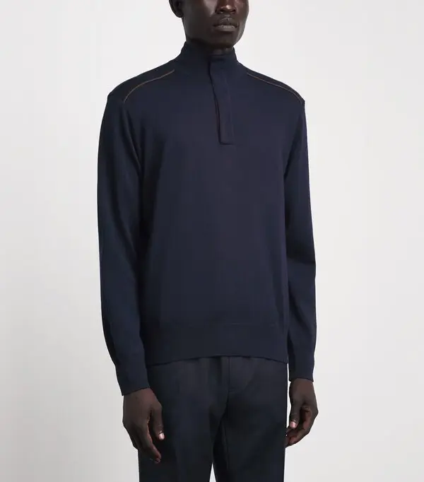 Paul & Shark Virgin Wool High-neck Sweater With Contrast Piping