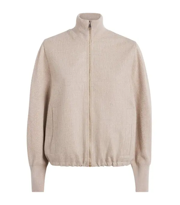 Fabiana Filippi Virgin Wool Blend Bomber Jacket With Gold-tone Hardware