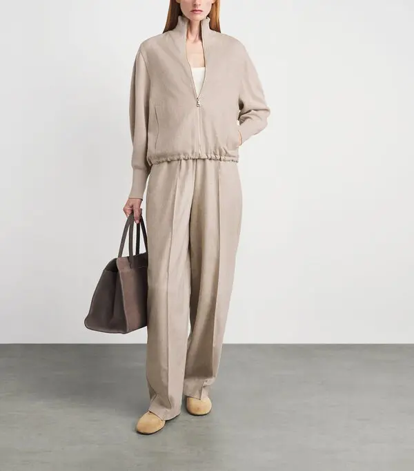 Fabiana Filippi Virgin Wool Blend Bomber Jacket With Gold-tone Hardware