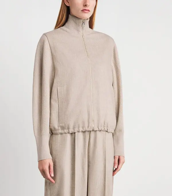 Fabiana Filippi Virgin Wool Blend Bomber Jacket With Gold-tone Hardware