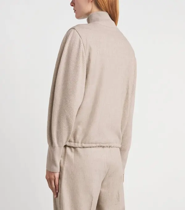 Fabiana Filippi Virgin Wool Blend Bomber Jacket With Gold-tone Hardware