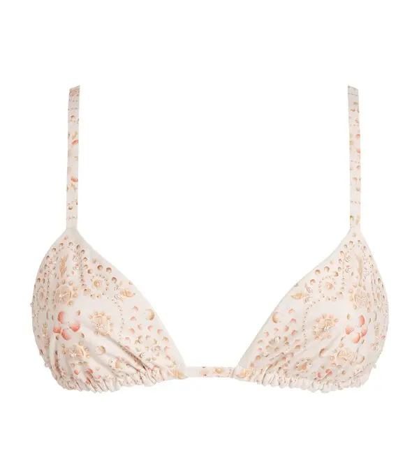 Agua Bendita Embellished Tulua Playa Bikini Top - Ivory