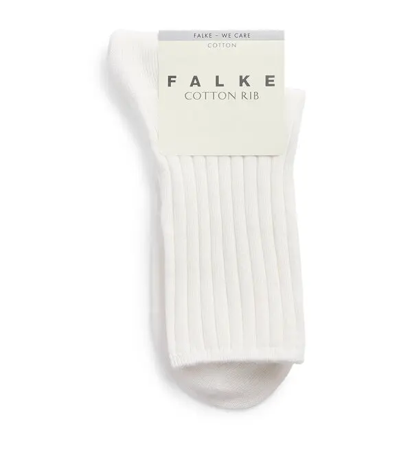 Falke Stretch-cotton Ribbed Crew Socks - Ivory