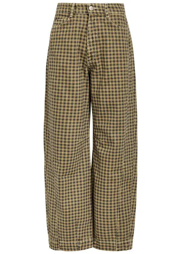 DAMSON MADDER Felix Checked Barrel-leg Jeans