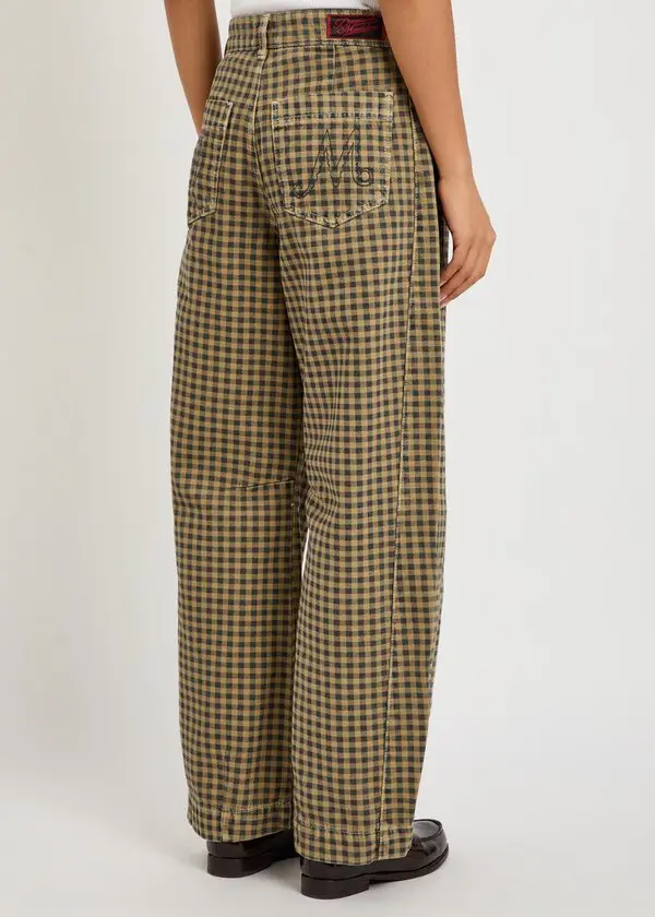 DAMSON MADDER Felix Checked Barrel-leg Jeans