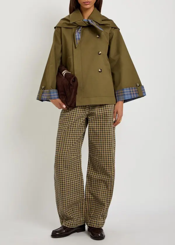 DAMSON MADDER Felix Checked Barrel-leg Jeans
