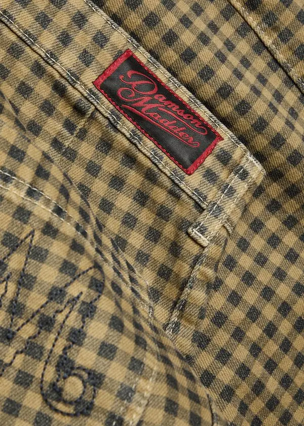 DAMSON MADDER Felix Checked Barrel-leg Jeans