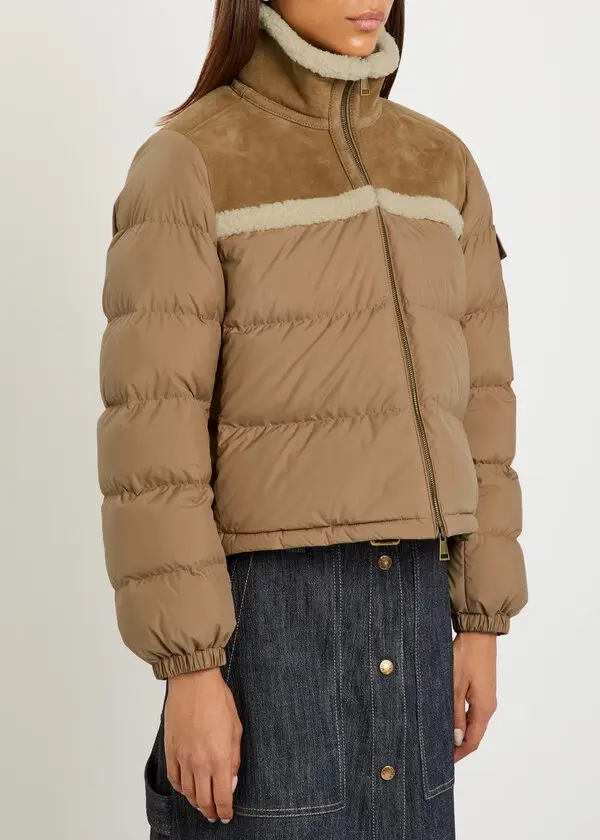 Moncler Aurore Suede Panel Shearling Nylon Jacket