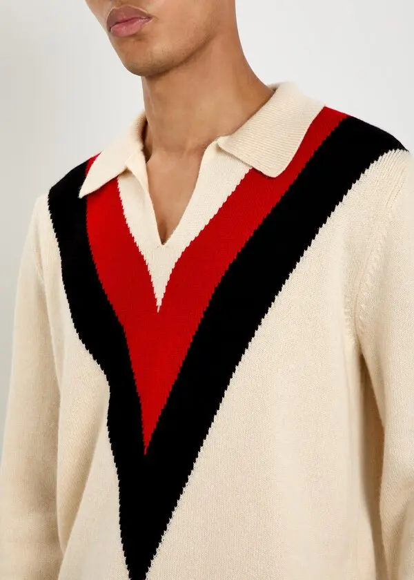 Valentino Garavani Logo-intarsia Cashmere Polo Jumper