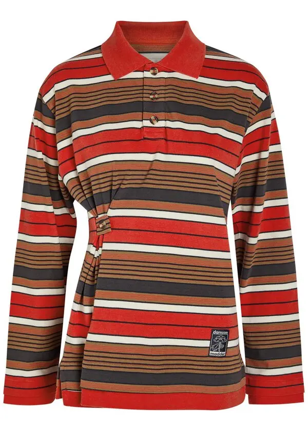 DAMSON MADDER Striped Cotton Rugby Top - Red