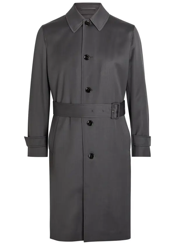 LARDINI Belted Wool Trench Coat