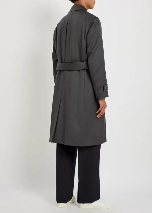 LARDINI Belted Wool Trench Coat