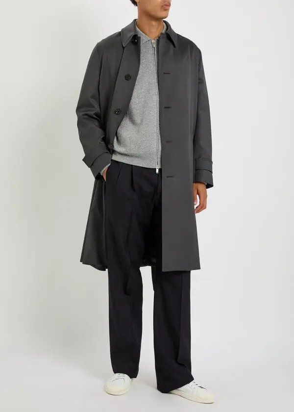 LARDINI Belted Wool Trench Coat