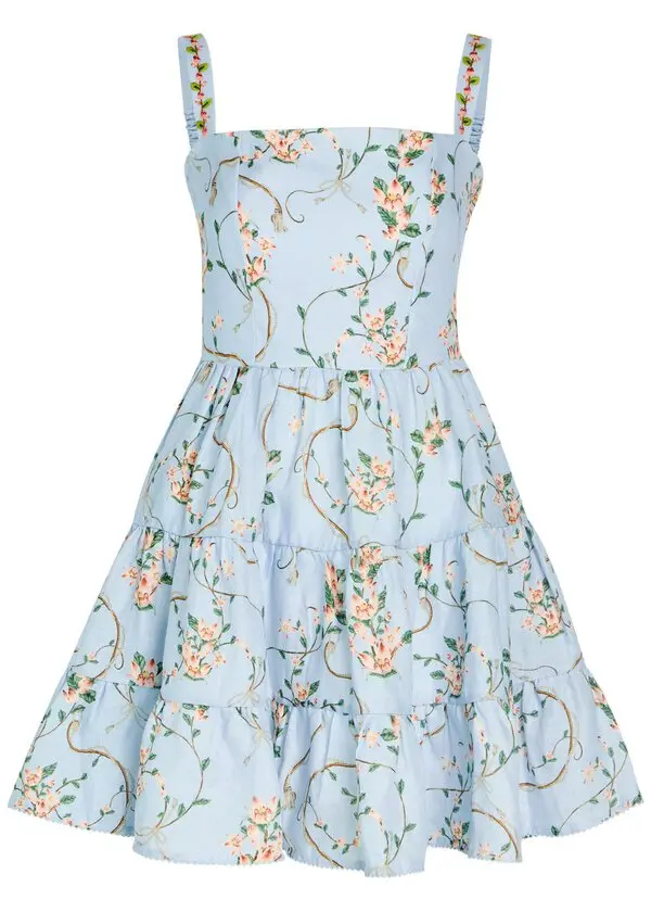 Agua Bendita Floral-print Linen Mini Dress - Multicoloured