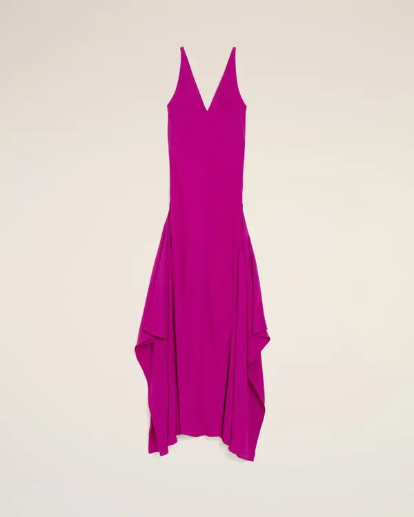 AMI Paris Long Silk-blend Godet Dress