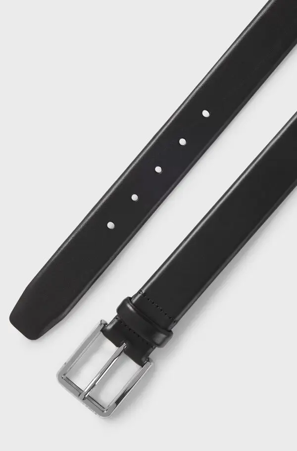 Hugo Boss Boss Menswear Leather Belt With Engraved Buckle