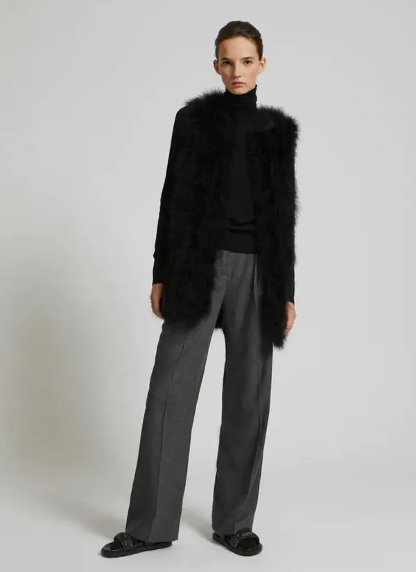 YVES SALOMON Long Feather Gilet