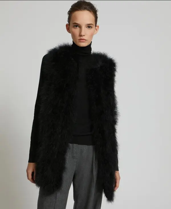 YVES SALOMON Long Feather Gilet
