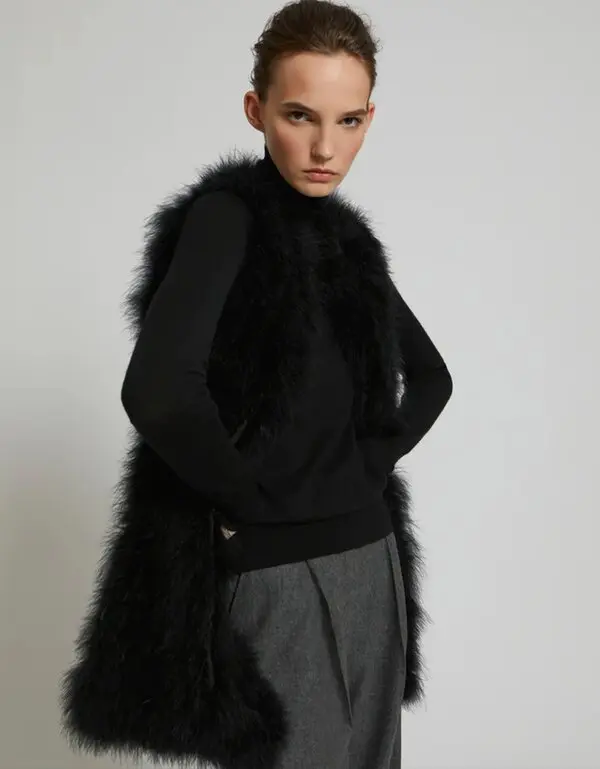 YVES SALOMON Long Feather Gilet