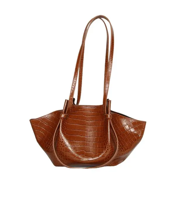 Yuzefi Croc Effect Leather Shoulder Bag - Brown