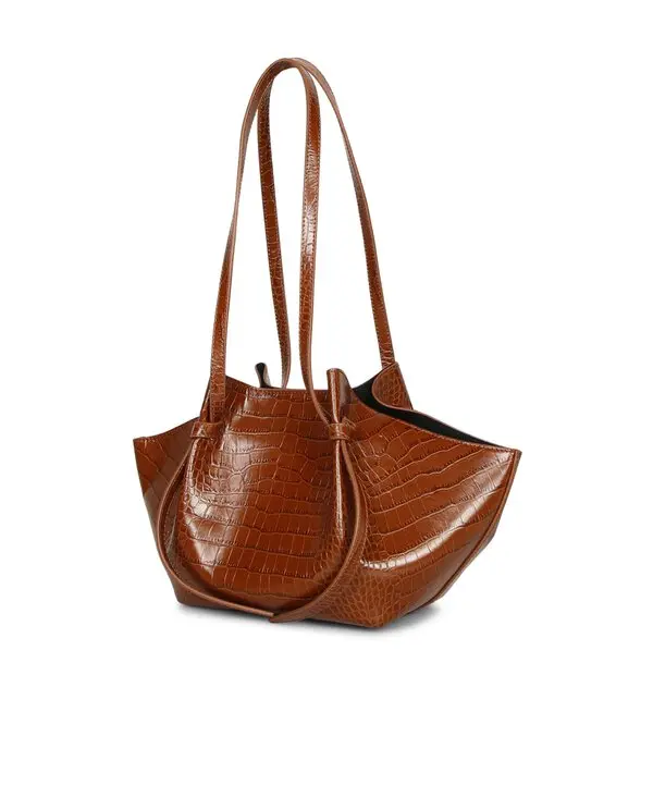 Yuzefi Croc Effect Leather Shoulder Bag - Brown