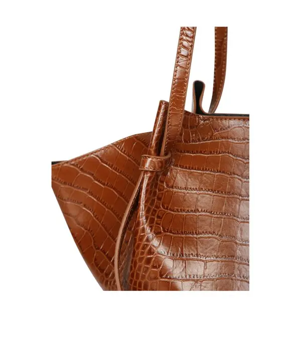 Yuzefi Croc Effect Leather Shoulder Bag - Brown