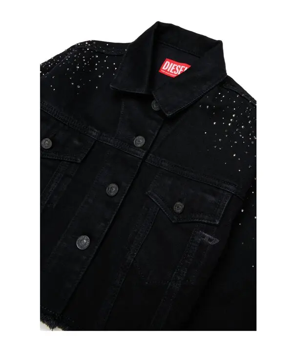 DIESEL® Embellished Raw-cut Denim Jacket