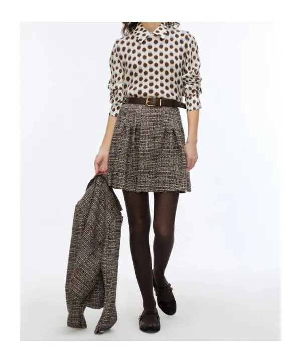 IBLUES Textured Tweed Skirt