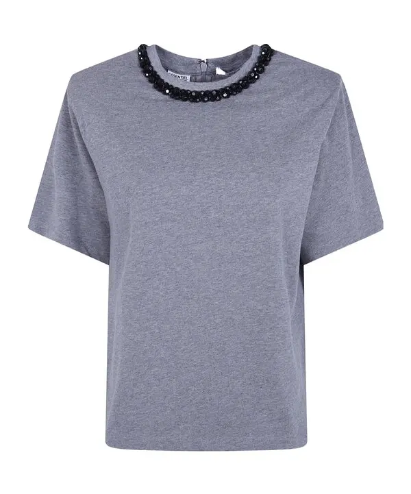 Essentiel Antwerp Embellished Round Neck Short Sleeve T-shirt - No