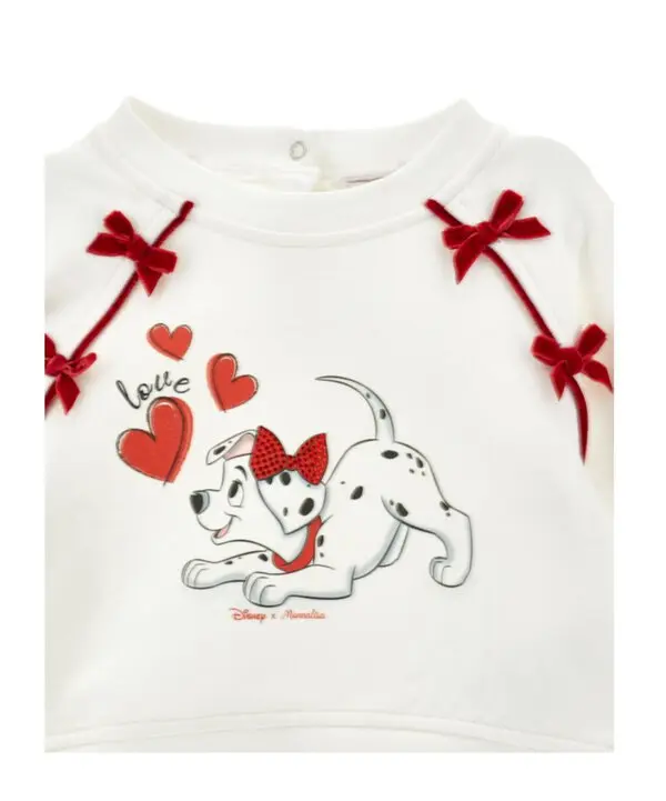 Monnalisa Graphic Print Sweater With Bow Embellishments