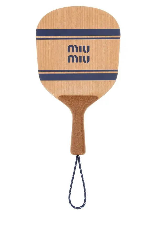 Miu Miu Wood Beach Racket Set With Striped Detailing - Multicoloured