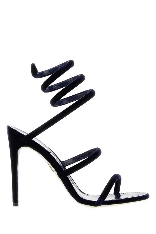 RENE` CAOVILLA Rene Caovilla Midnight Velvet Cleo Mini Sandals With 10.5 Cm Heel