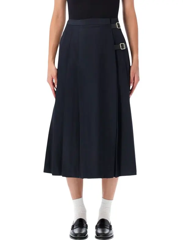 Barbour Pleated Wrap Midi Skirt - Blu