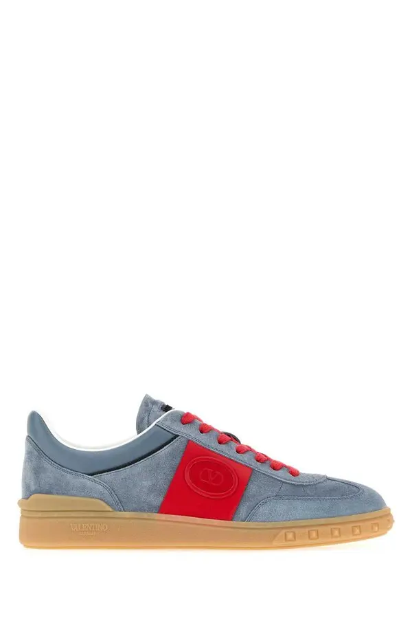 Valentino Garavani Suede Low-top Sneakers With Leather Lining - Light Blue