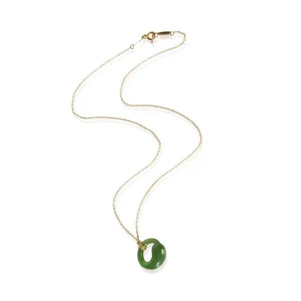 Tiffany & Co. Yellow Gold Jade Eternal Circle Pendant Necklace