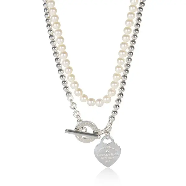 Tiffany & Co. Sterling Silver Pearl And Diamond Wrap Necklace