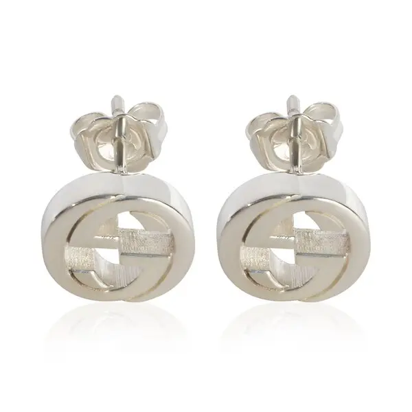 Gucci Sterling Silver Interlocking G Stud Earrings