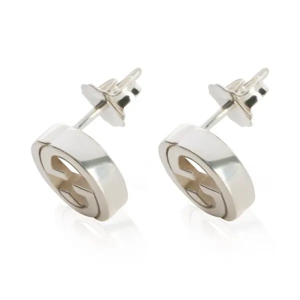 Gucci Sterling Silver Interlocking G Stud Earrings